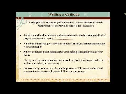 How to Write a Critique