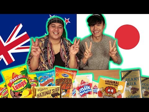 JAPANESE REVIEWS NEW ZEALAND SNACKS 🍫🍬🍭🍪- RoshytheGreat ft Justin earth