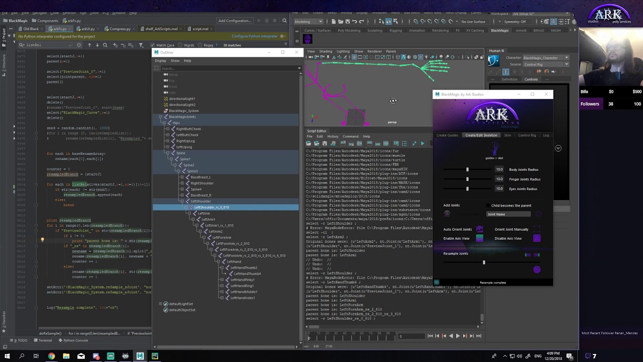 Joint resample script polish in Python/Maya