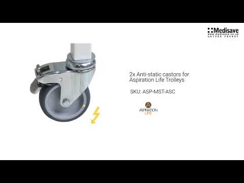 2x Anti static castors for Aspiration Life Trolleys ASP MST ASC