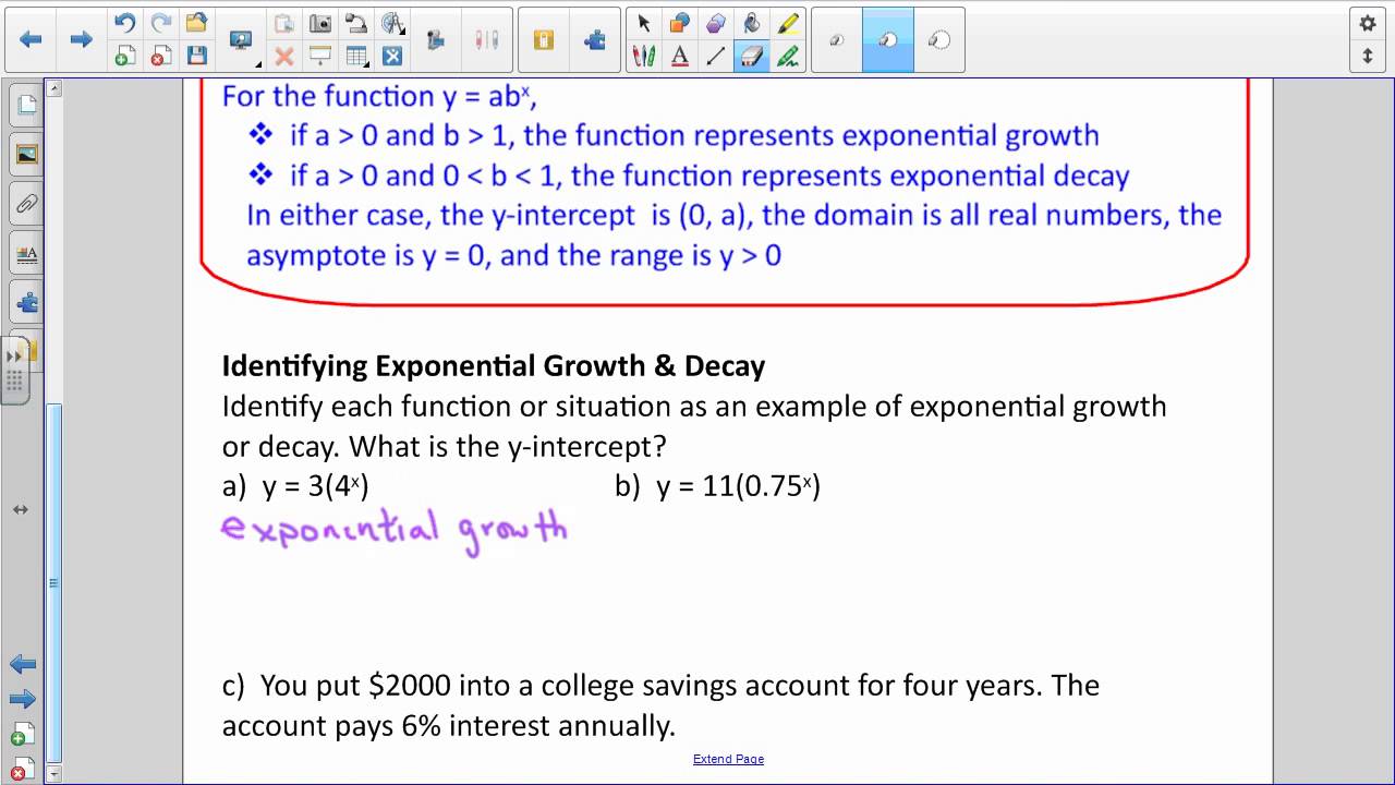 Algebra 2 Lesson 7 1 Exploring Exponential Models