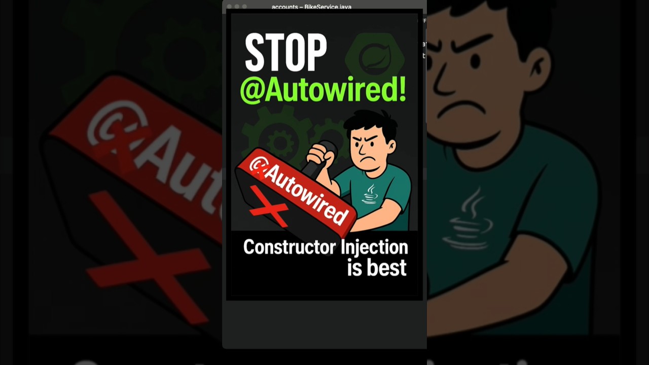 Stop using @Autowired Use constructor injection instead#Spring #JavaDeveloper#shorts