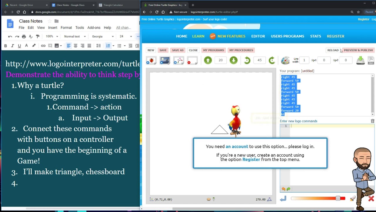 Coding Step by Step with Logo Interpreter