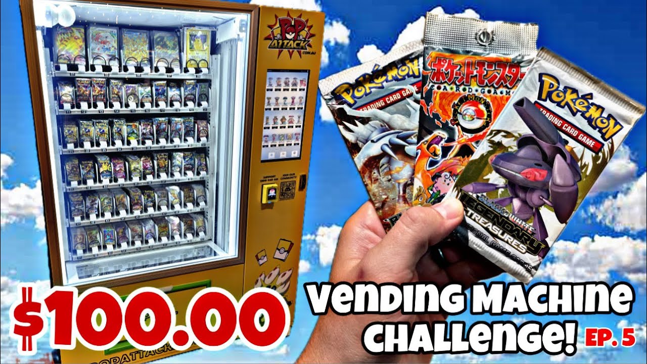 $100 Pokémon Vending Machine CHALLENGE! New Machine New Packs! #reaction #pokemon #opening #fyp #tcg