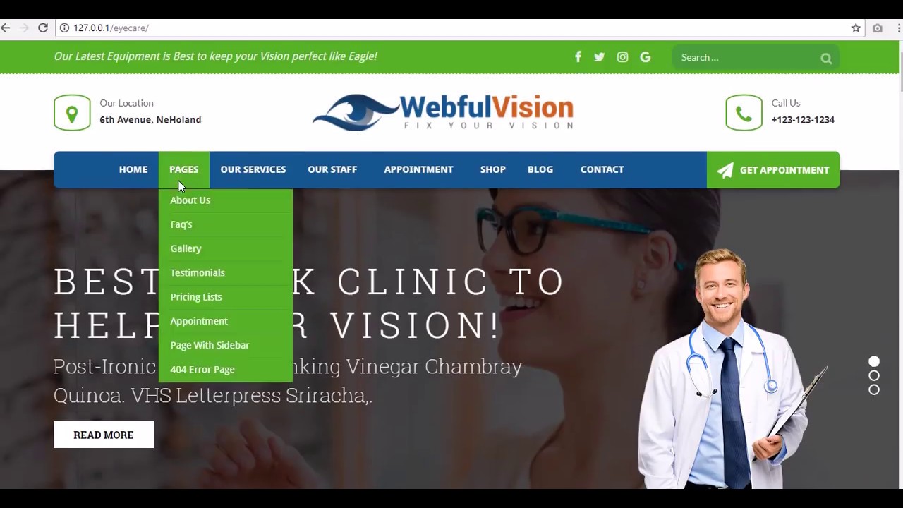 Install Demo Data - Optometrist WordPress Theme