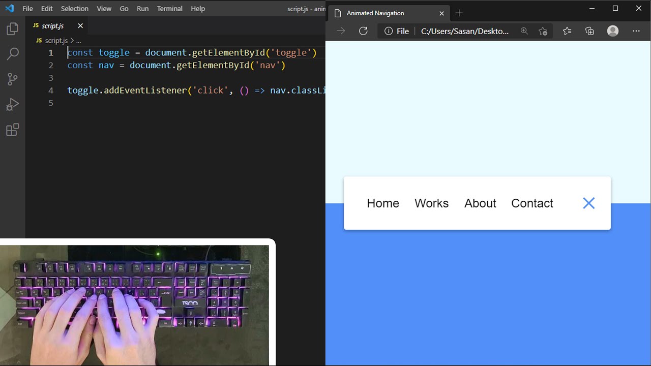 ASMR Programming - Animated Navigation using HTML CSS and JavaScript - No Talking