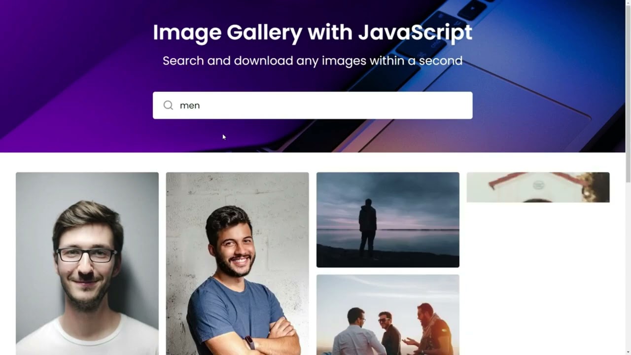 Create Image Search Engine in HTML CSS   JavaScript   Functional Image Gallery HTML CSS   JavaScript