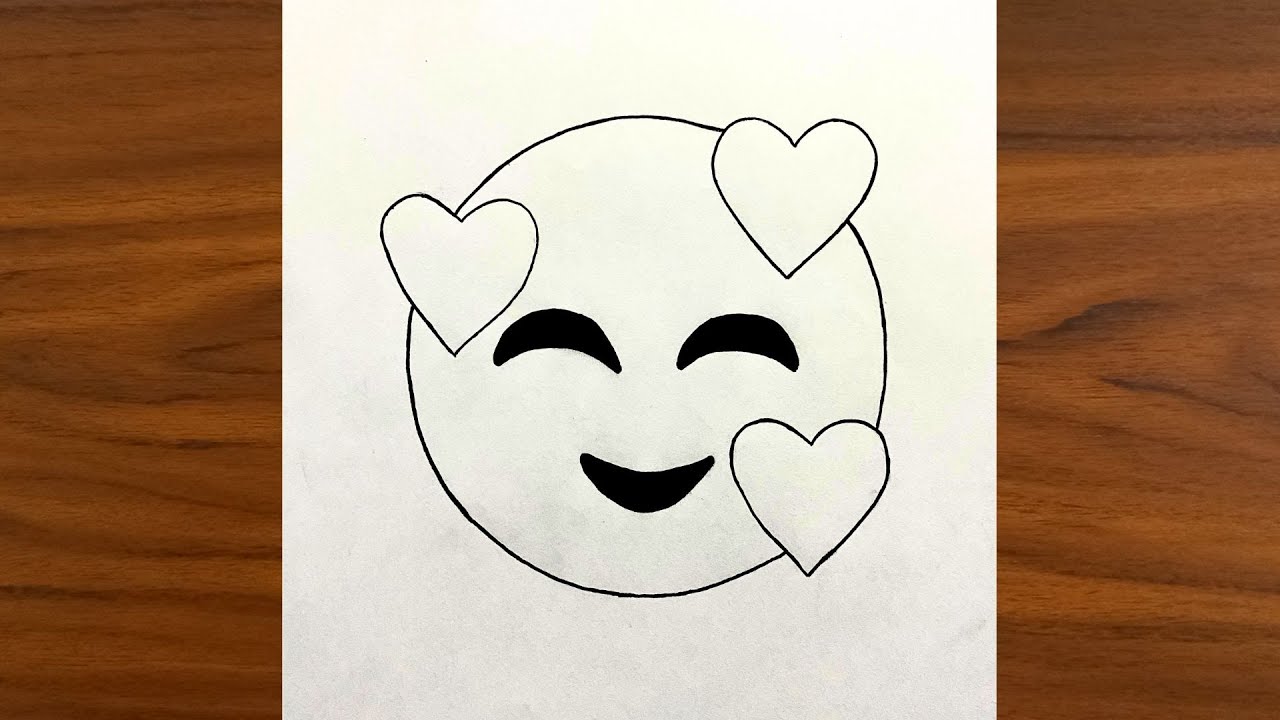 How To Draw The Heart Face Emoji 🥰 Easy Step By Step Emoji With Hearts Drawing Tutorial Beginners