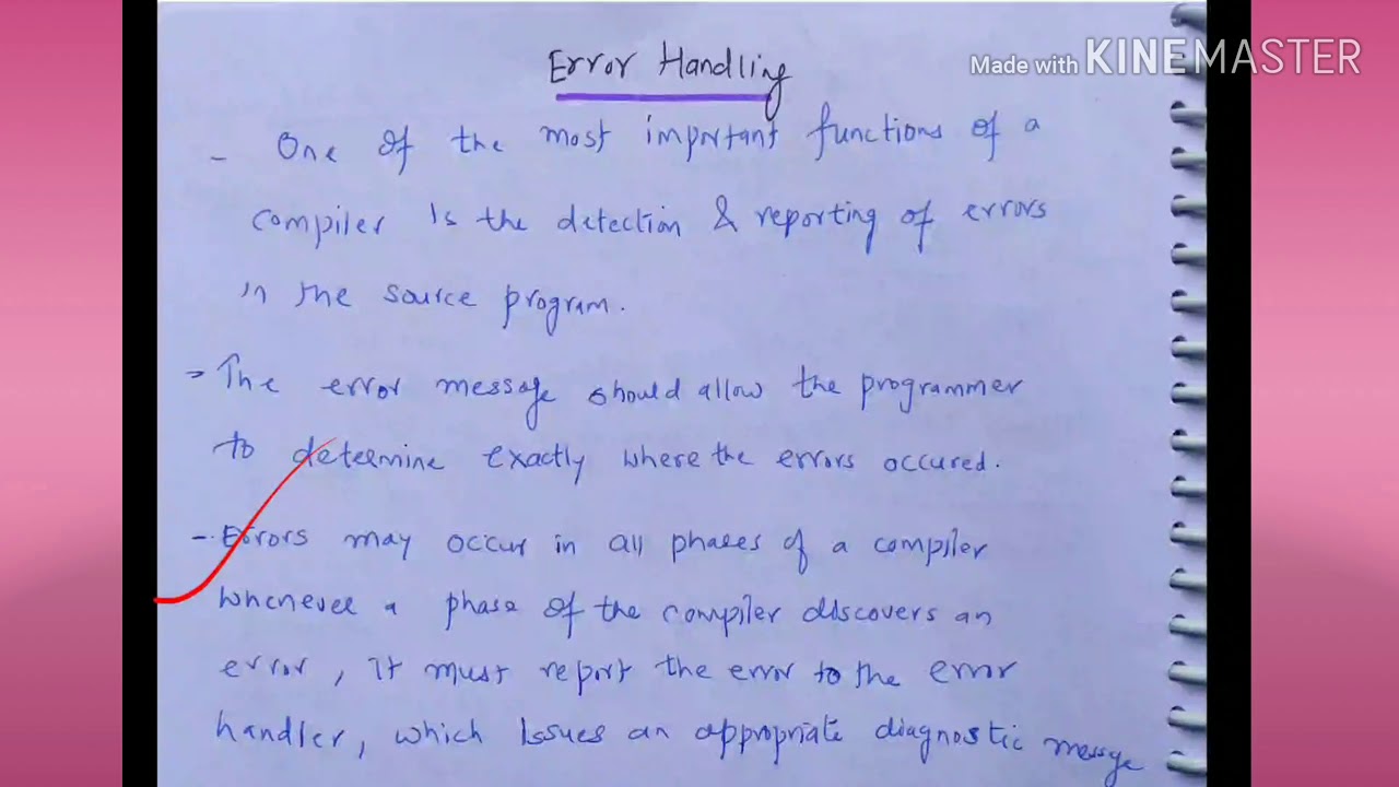 Error handler routine of compiler - lecture 12/CD