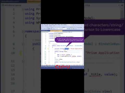 Shortcut for make any character or string Uppercase or Lowercase in Visual Studio 2019 #Shorts