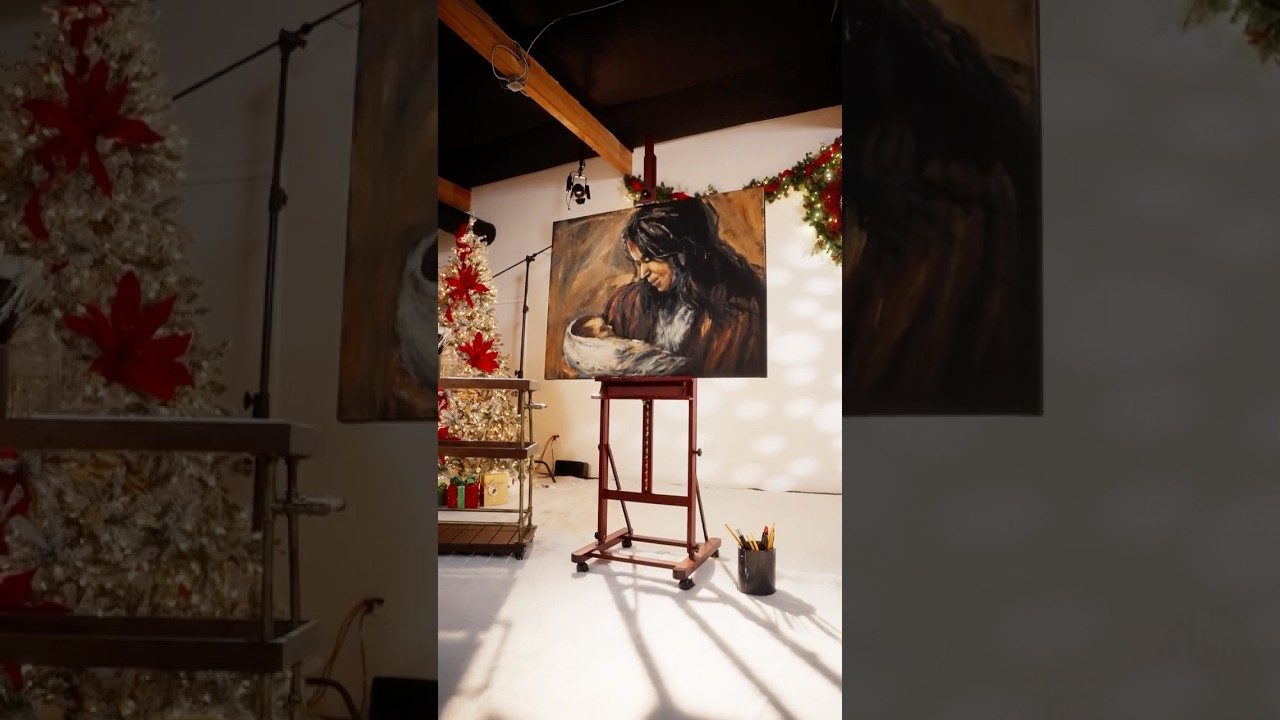 Mary and sweet baby Jesús🤍 #artist #christianart #painting