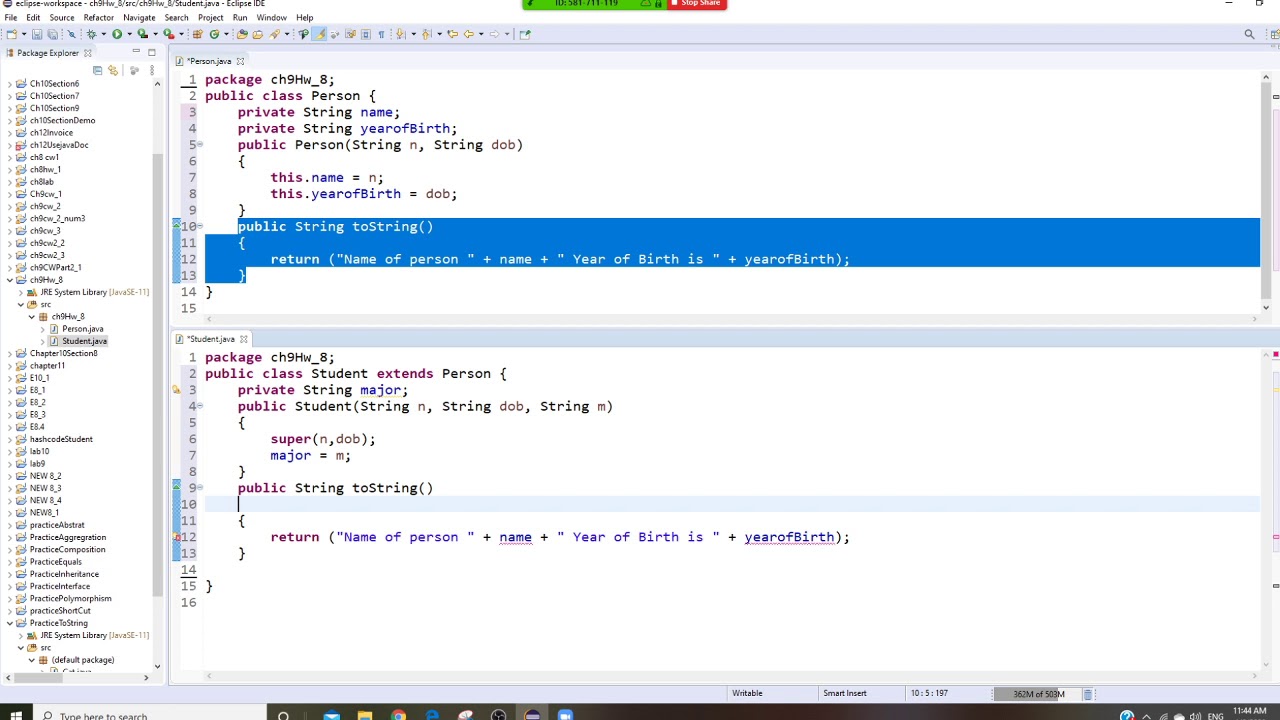 Java Programming - CH9 hw 8 - inheritance