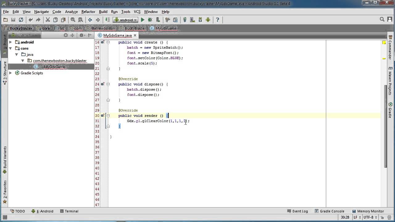 Android App Development for Beginners - 72 - LibGDX Displaying Text
