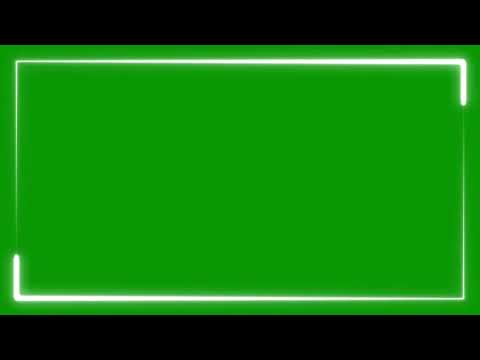 Square Shape Frame - White Neon Effect - Green Screen - Chroma Key - No Copyright