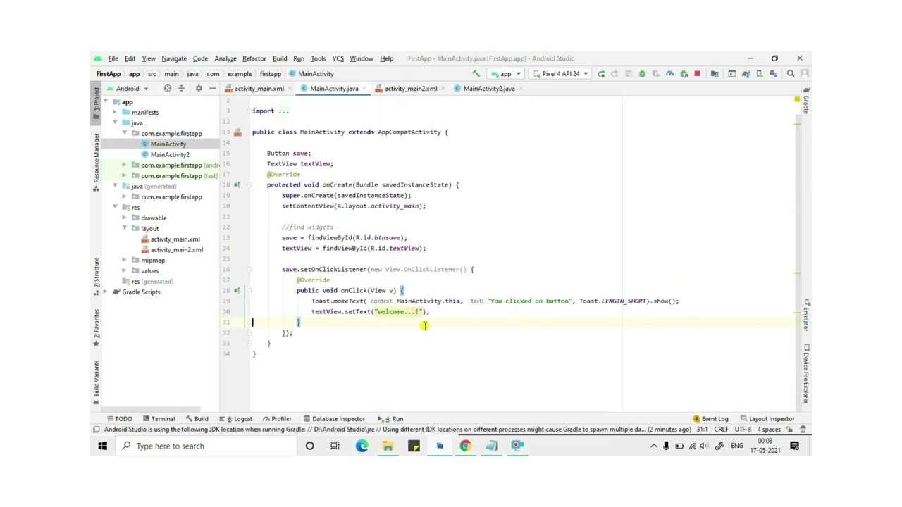 Android Studio Tutorial: Passing Data Between Activities using Intents and EditText