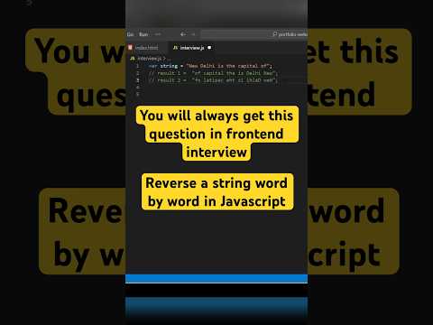 How to reverse a string word by word in javascript #shorts #javascript #javascriptinterview #coding