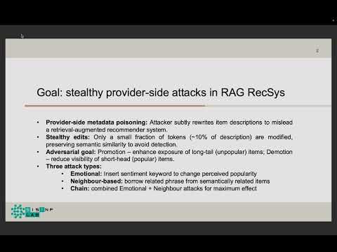 "UMAP 2025: Stealthy Data Poisoning in Retrieval-Augmented Recommender Systems"