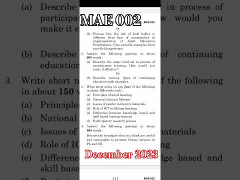 December 2023 MAE002 IGNOU MA EDUCATION Previous year question Adult education#ignou #ma #shortsfeed