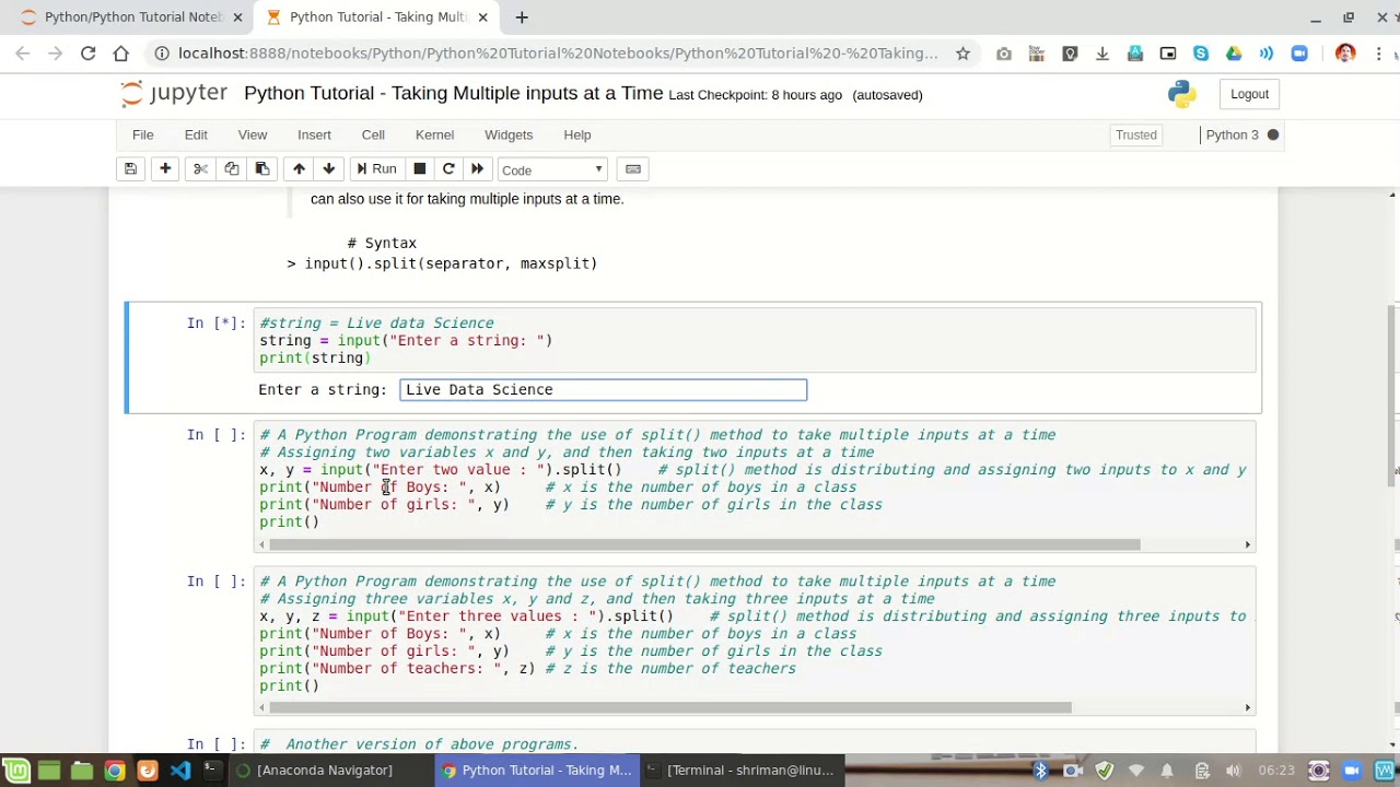 Python Tutorial - Taking Multiple Inputs