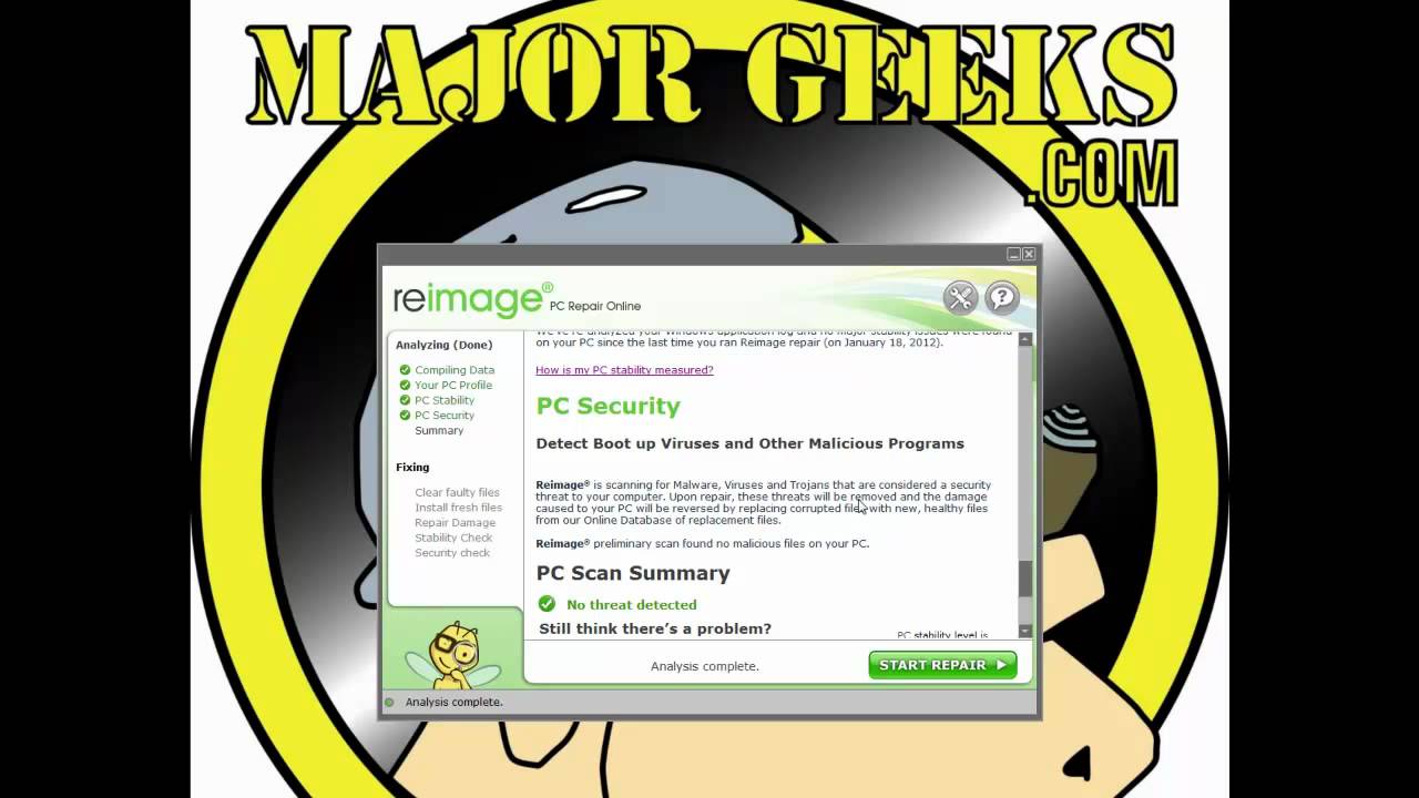 Using Reimage by Majorgeeks.com