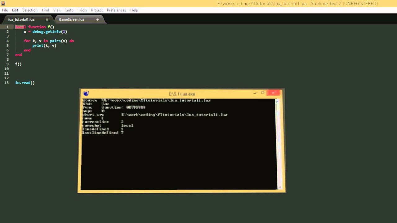 Lua Tutorial 21: The Debug Library