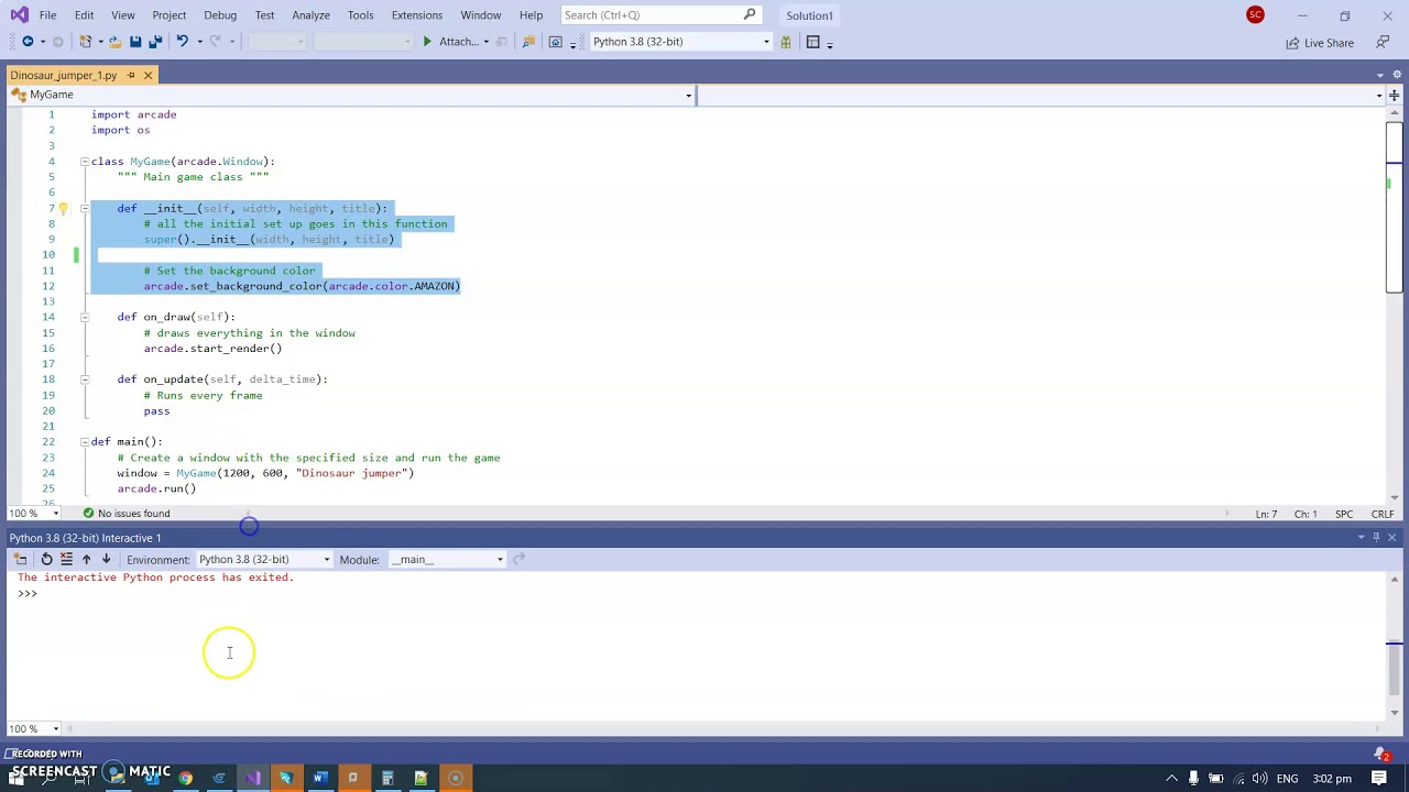 Python Arcade video 1 - the game template