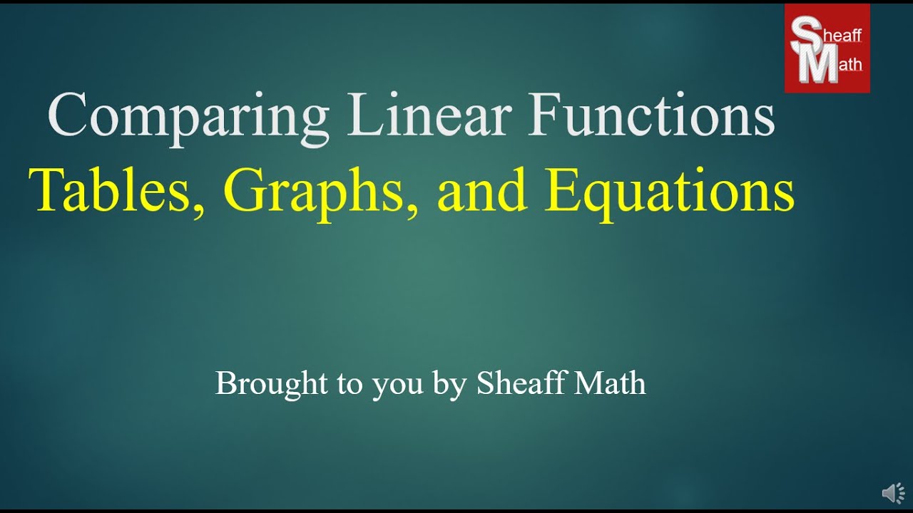 Compare Linear Functions: Tables, Graphs and Equations