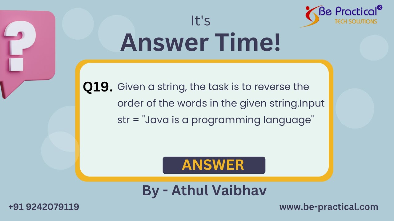 Java Programming Tutorial | Reverse Words in Java Strings | Learn Basic Java | www.be-practical.com