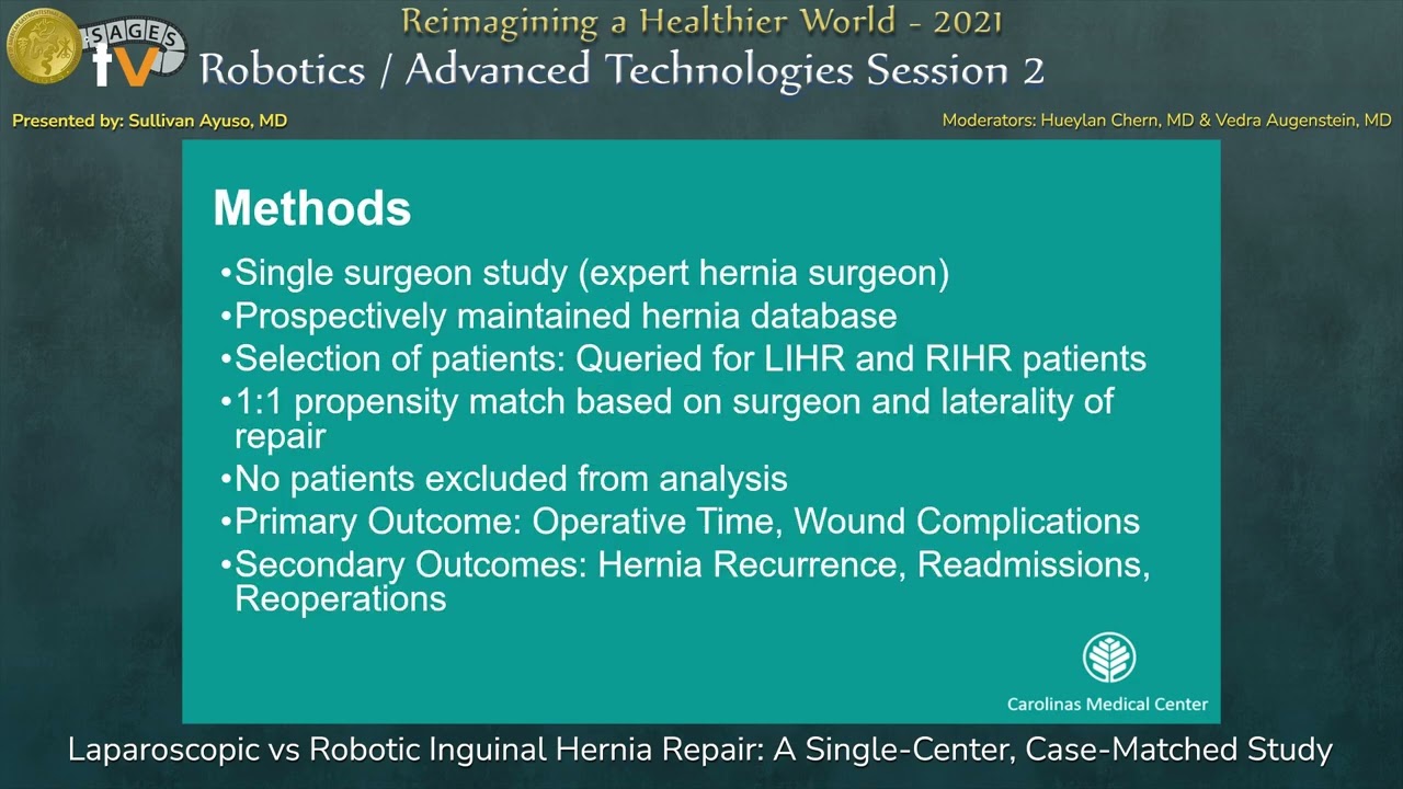 Laparoscopic vs Robotic Inguinal Hernia Repair: A Single-Center, Case-Matched Study
