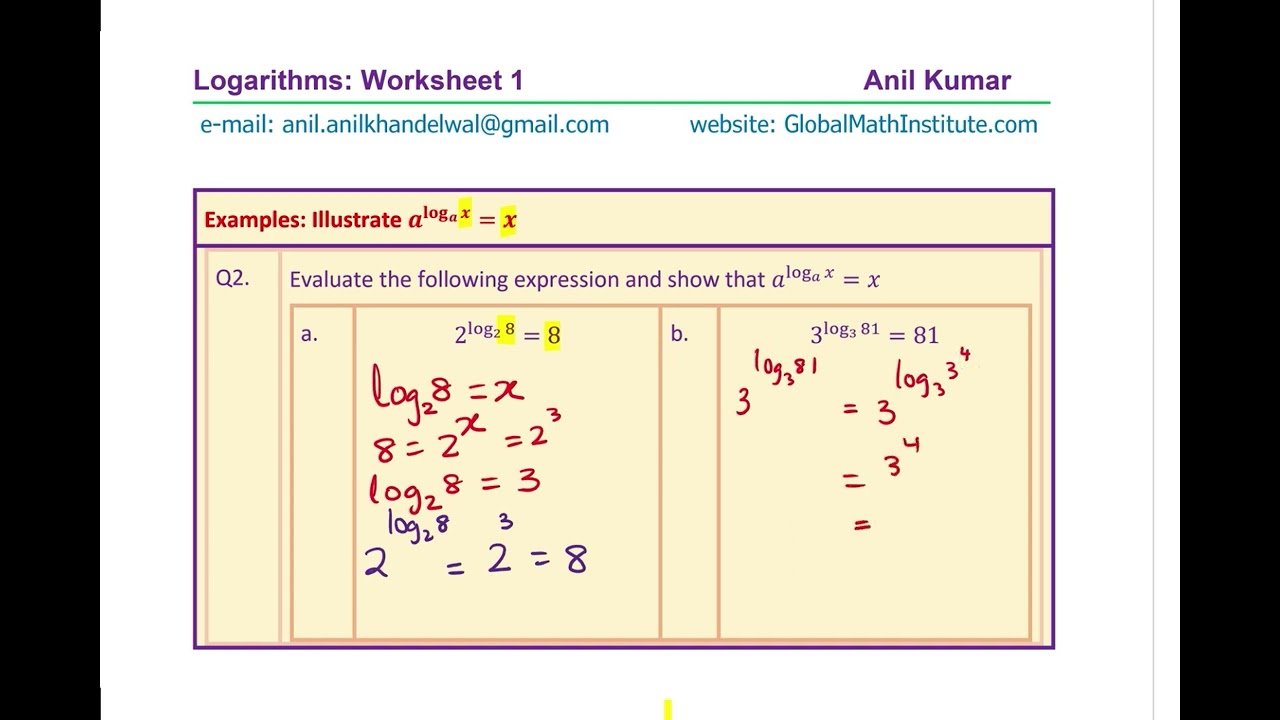 Logarithms Worksheet  log2(x + 1) – log4x = 1 Connect Exponential and Logarithmic Functions MHF4U