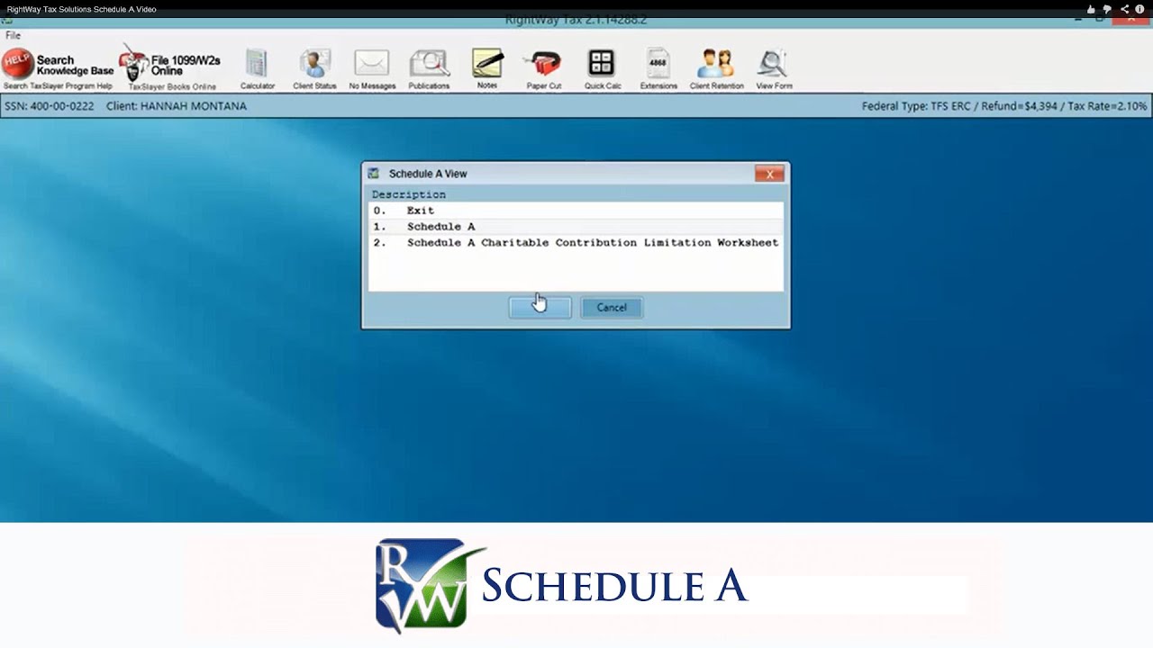 RightWay Tax Solutions Schedule A Video