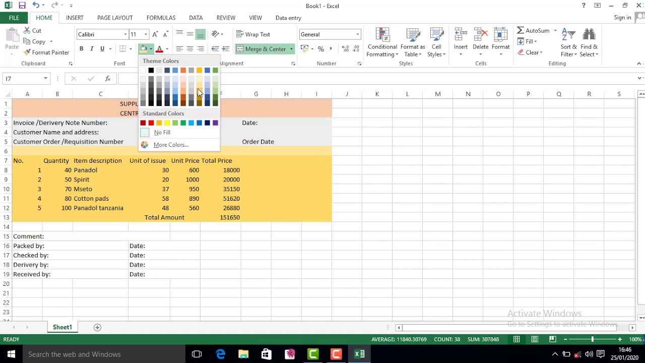 How to create Delivery Note using Microsoft Excel?