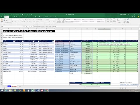 Excel Magic Trick 1417 Excel Functions Ranking Unit & Total Profit for Products within Manufacturer