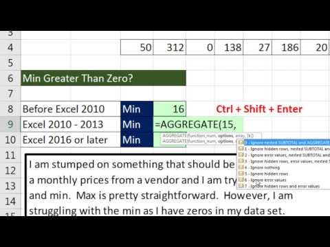 Excel Magic Trick 1303: Minimum Value Greater Than Zero (3 Examples)
