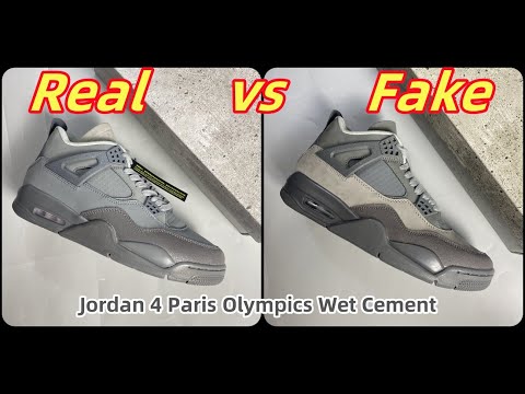 Watch Before You Buy! Real vs Fake Jordan 4 Retro SE Paris Olympics Wet Cement FQ7928-001