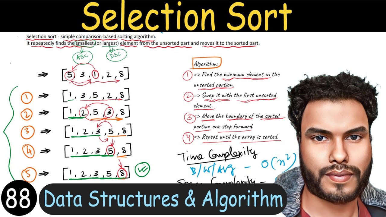 88 - Selection Sort Algorithm | Selection Sort Program in C