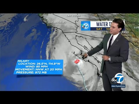 Hilary downgraded to Category 1 hurricane just off coast of Baja California