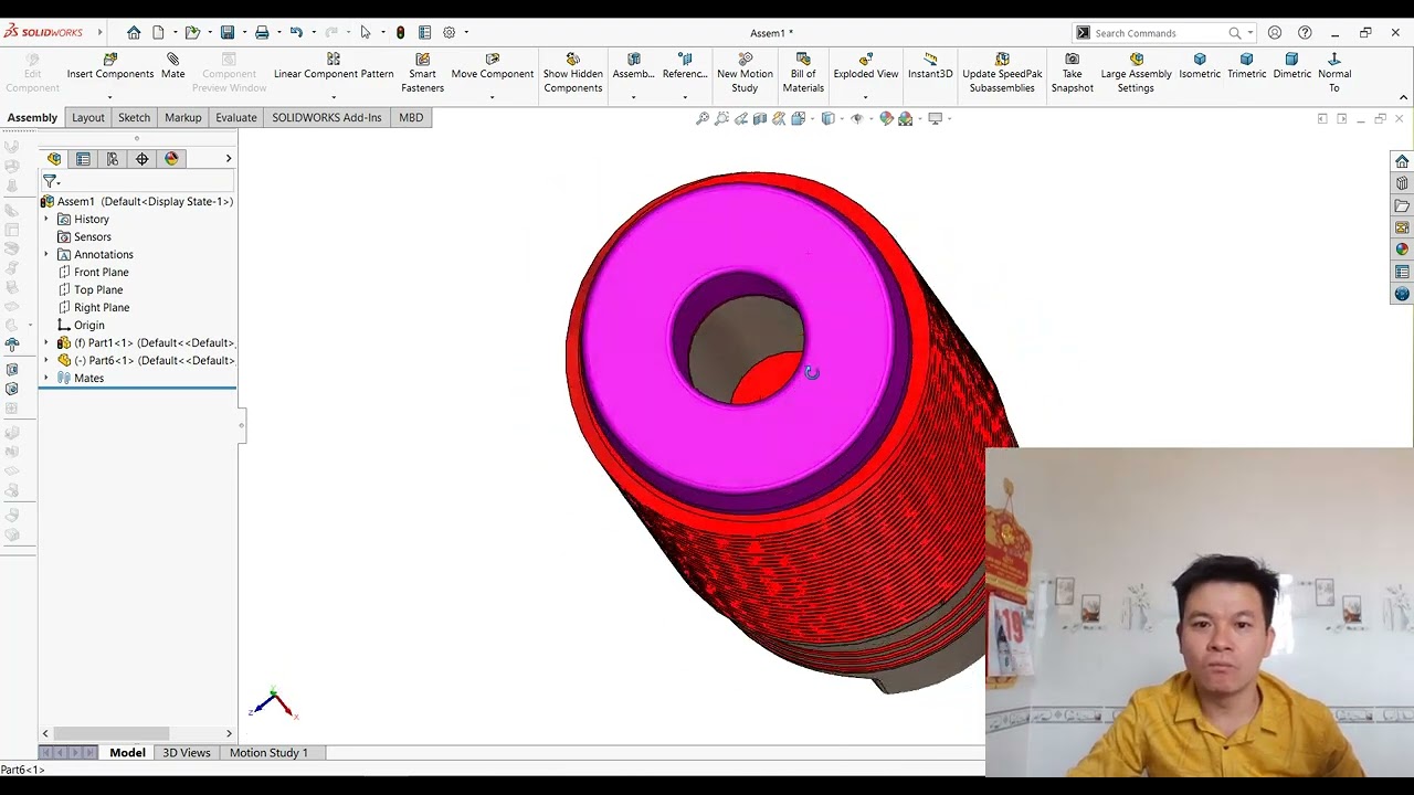SolidWorks Mechanical Assembly  Shock Absorber Static Assembly Tutorial part 01