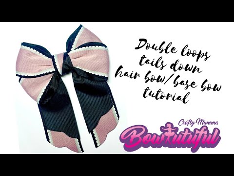 Double loop, tails down hair bow tutorial // base bow // how to make hair bows // laΓ§o de fita