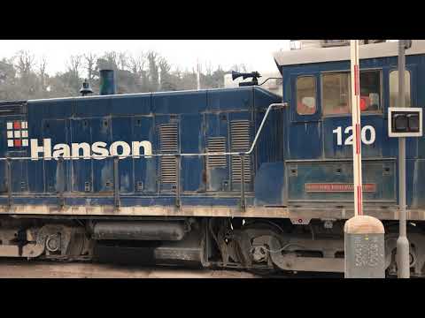 Hanson Quarry Whatley Mendips EMD SW 1001 diesel switcher. Stone train