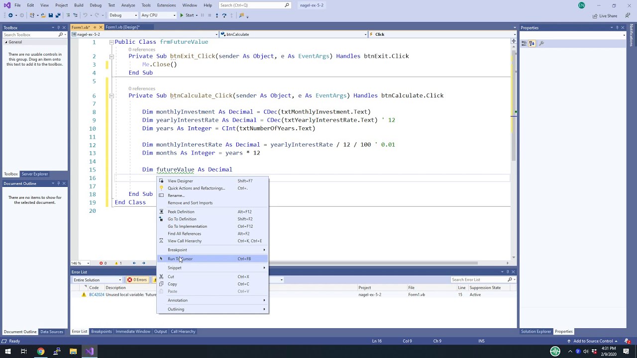 Murach's Visual Basic 2015 Exercise 5-2
