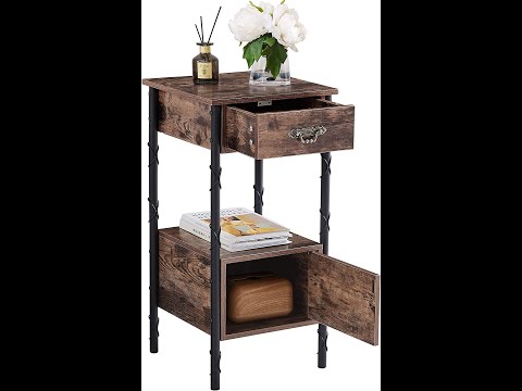VECELO End Side Table, 27.6" Tall Nightstand with Drawer and Storage Shelf for Living Room