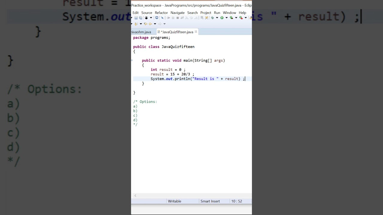 Java Programming Quiz Questions - Q15 -  Java Interview Crackers #Shorts #Programming #Java
