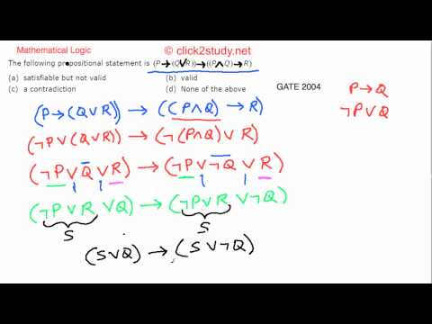 Mathematical Logic Example 1.004 GATE CS 2004 (Satisifiability vs Validity vs Contradiction)