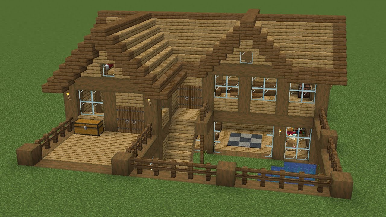 Minecraft - How to build a Large Spruce Survival House - Minecraft Builders