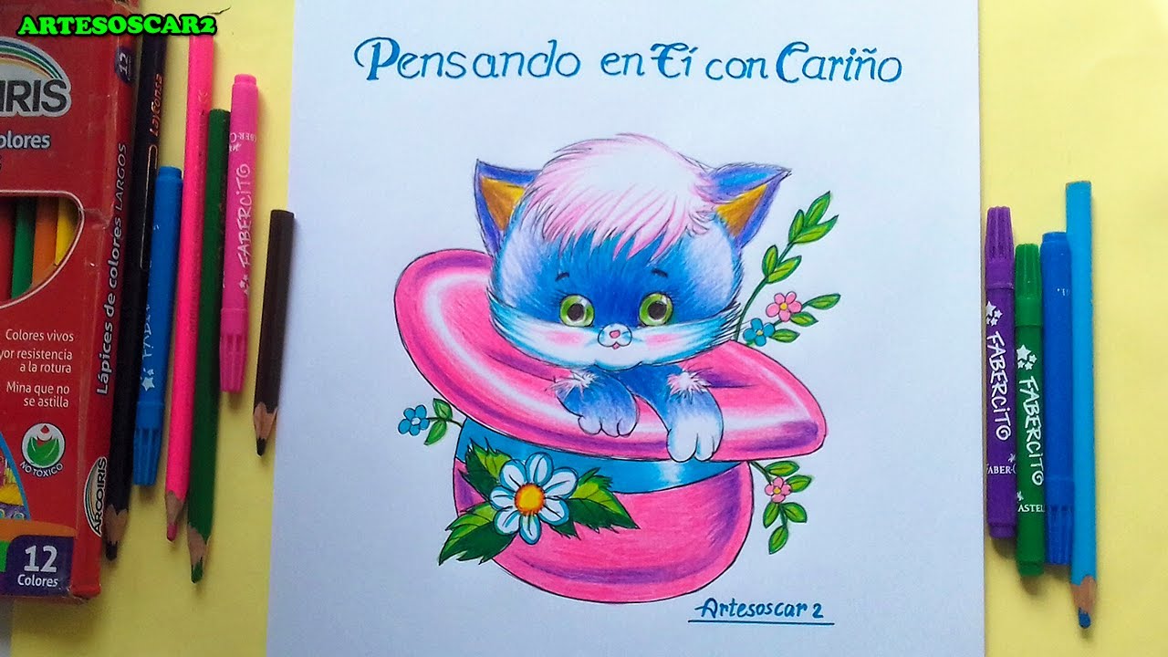 TARJETA DE AMOR💝 GATITO - Dibujos por el día de San Valentín