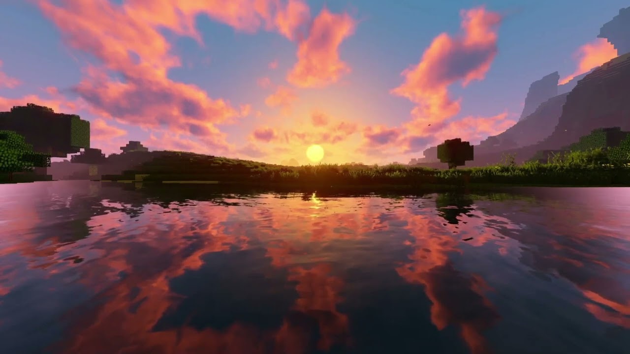 Full HD 4k sunset shader Live Wallpapre minecraft
