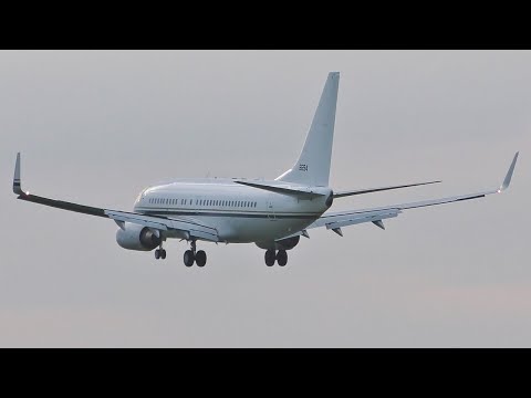 US Navy Boeing C40A Clipper Evening Landing at Prestwick Airport