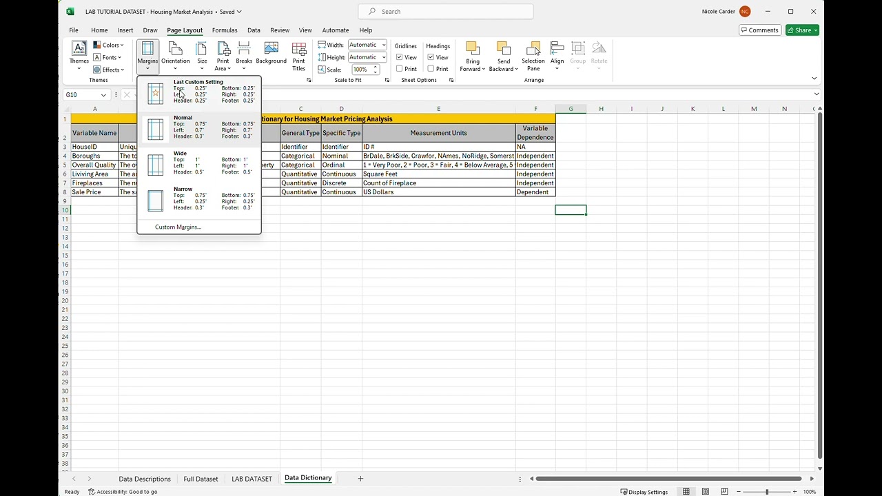 6 - Building a Data Dictionary - Formatting the Table