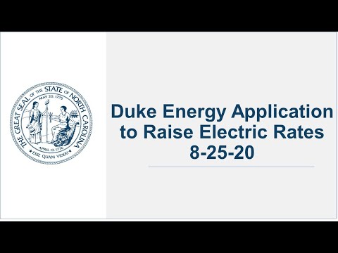 Duke Energy Application to Raise Electric Rates - 8/25/20